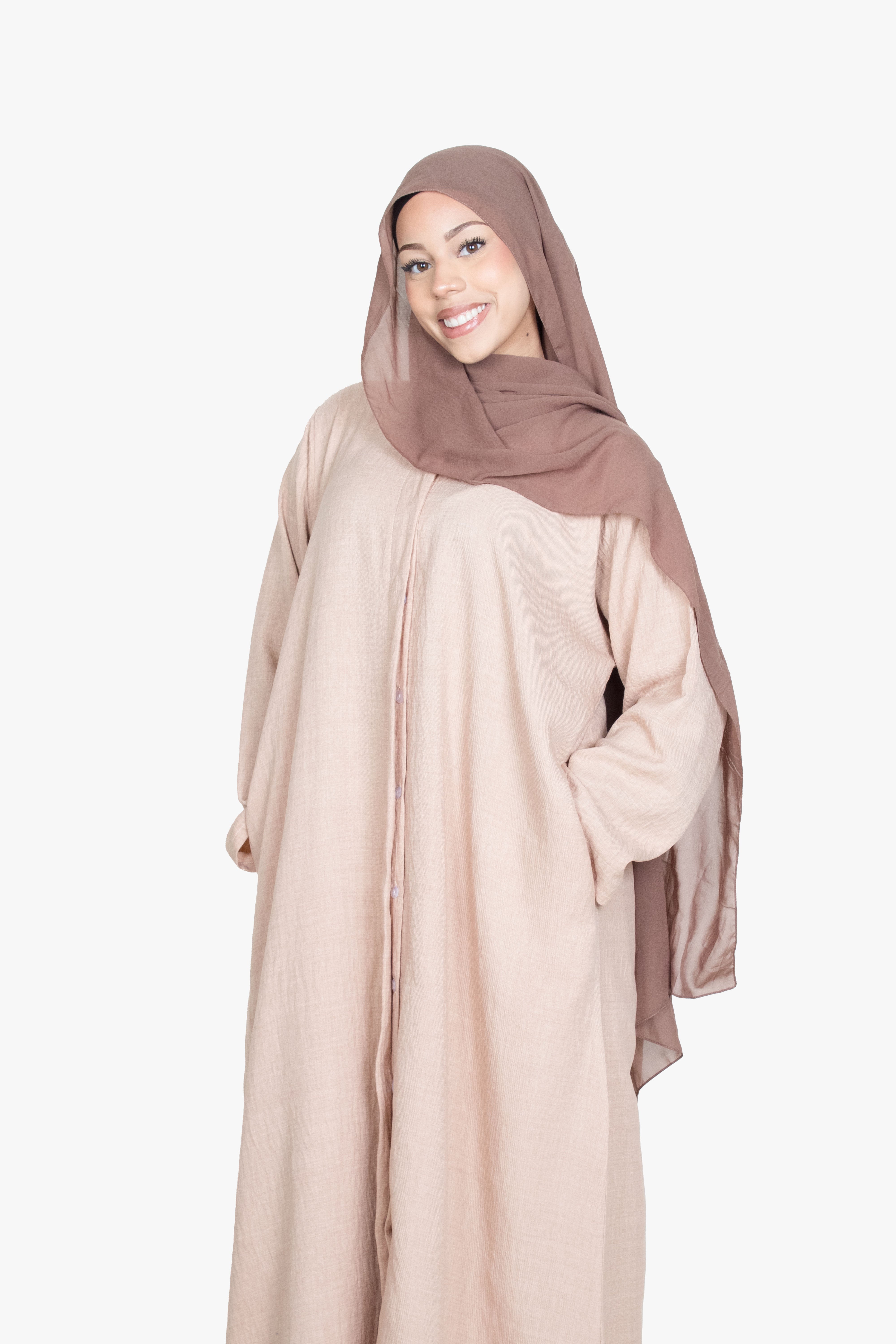 Beige Mélange Long Shirt Abaya – Jawda