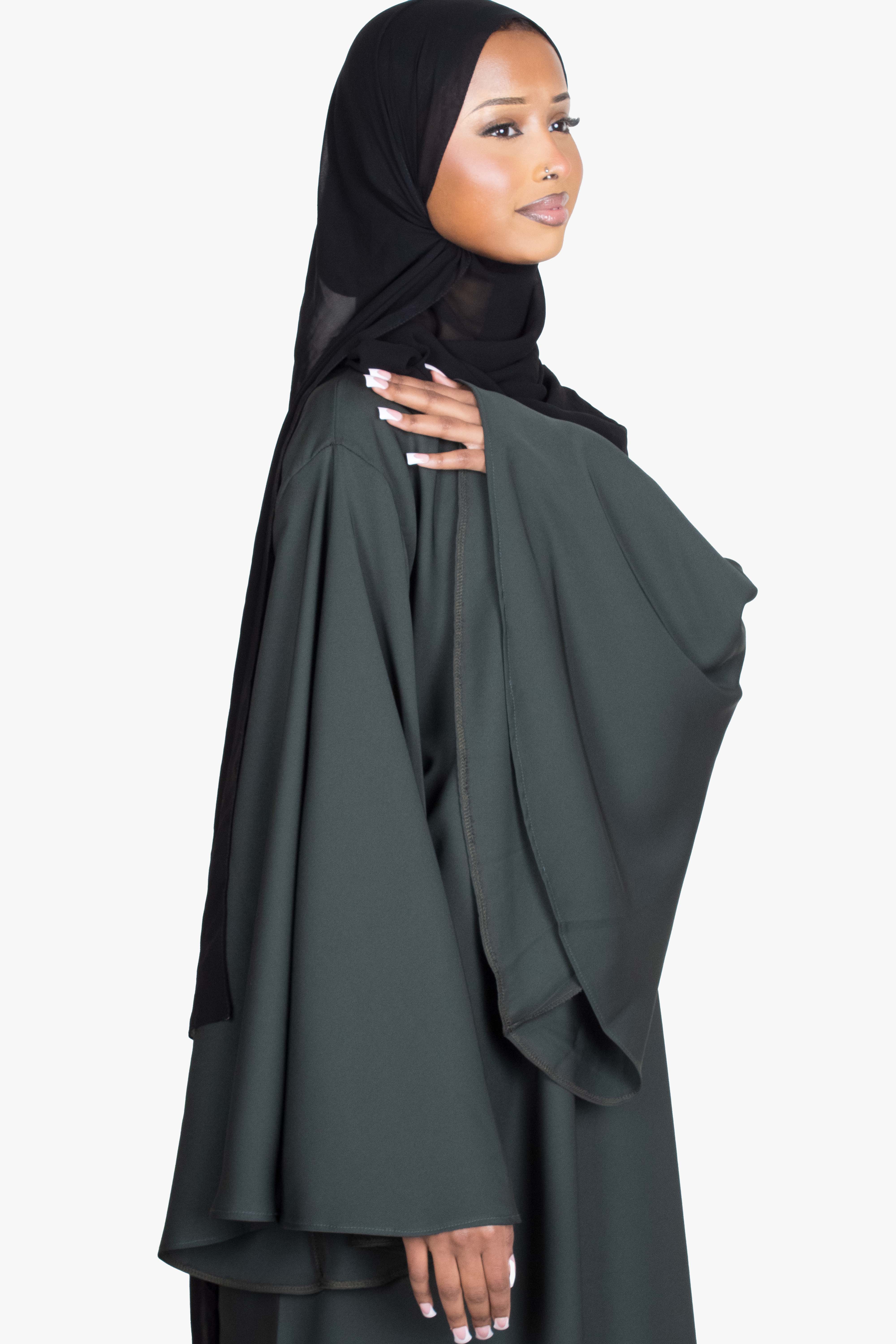 Moss Green Umbrella Sleeve Abaya – Jawda