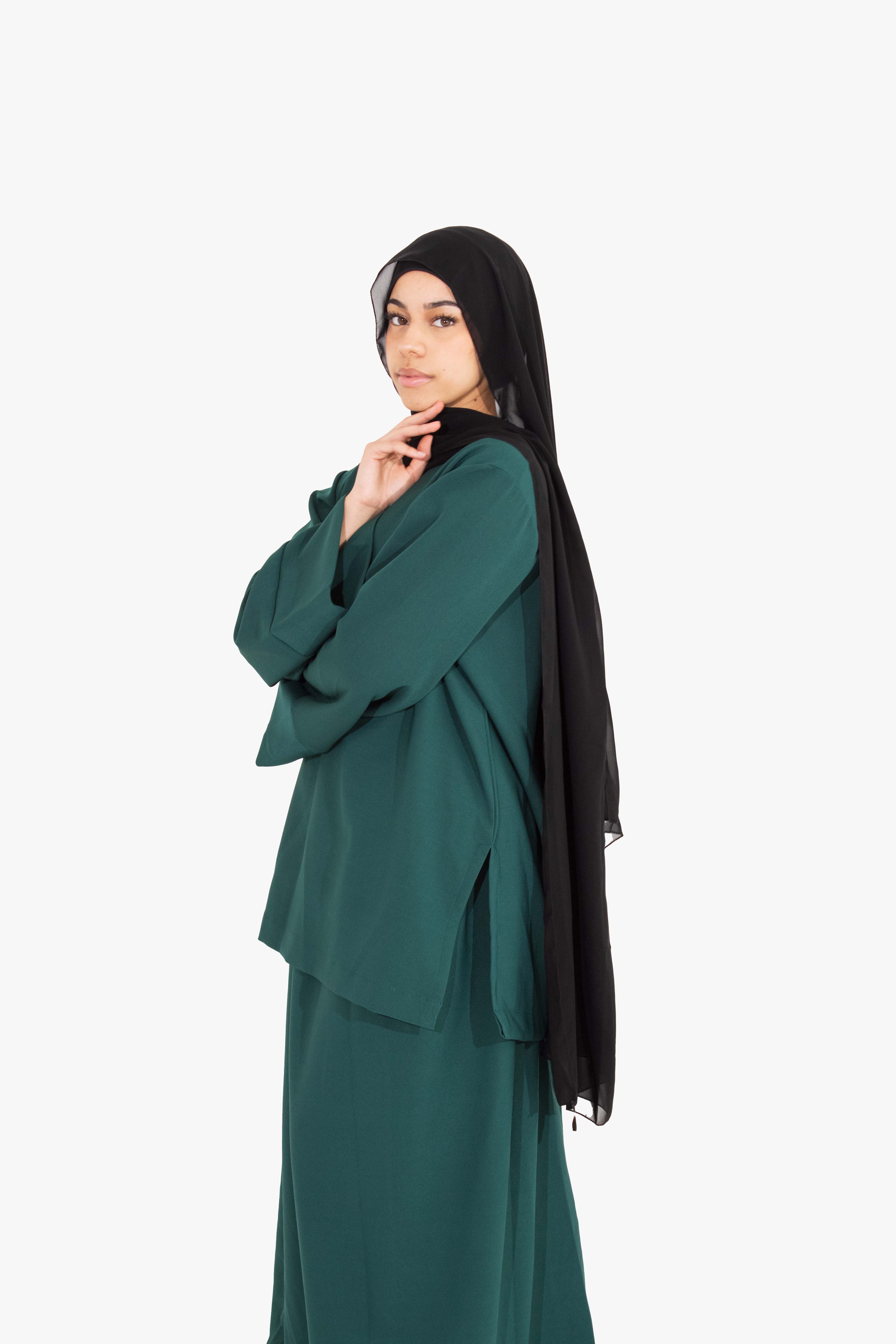 Forest Green Two-Piece Abaya – Jawda