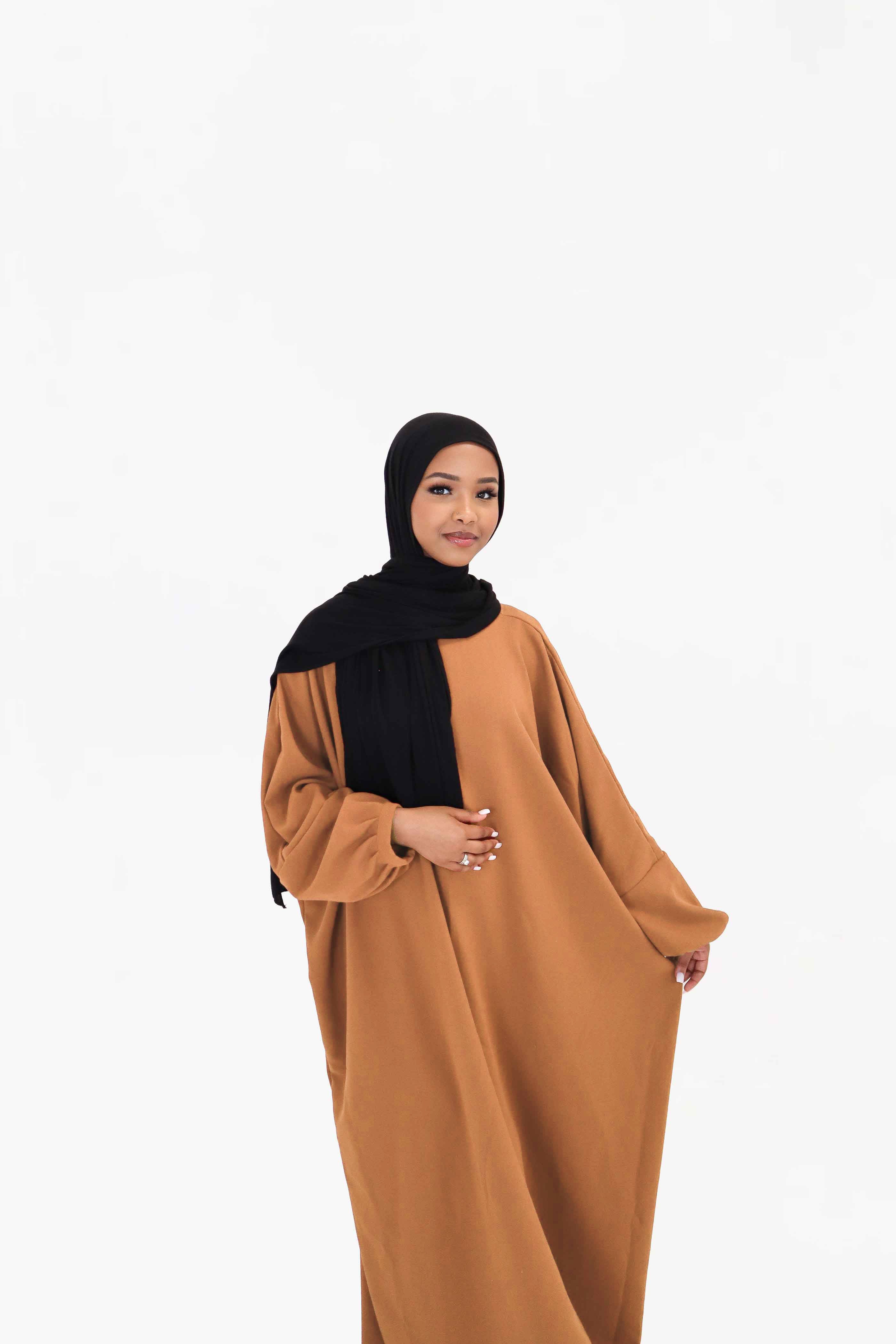 Mud Orange Batwing Abaya – Jawda