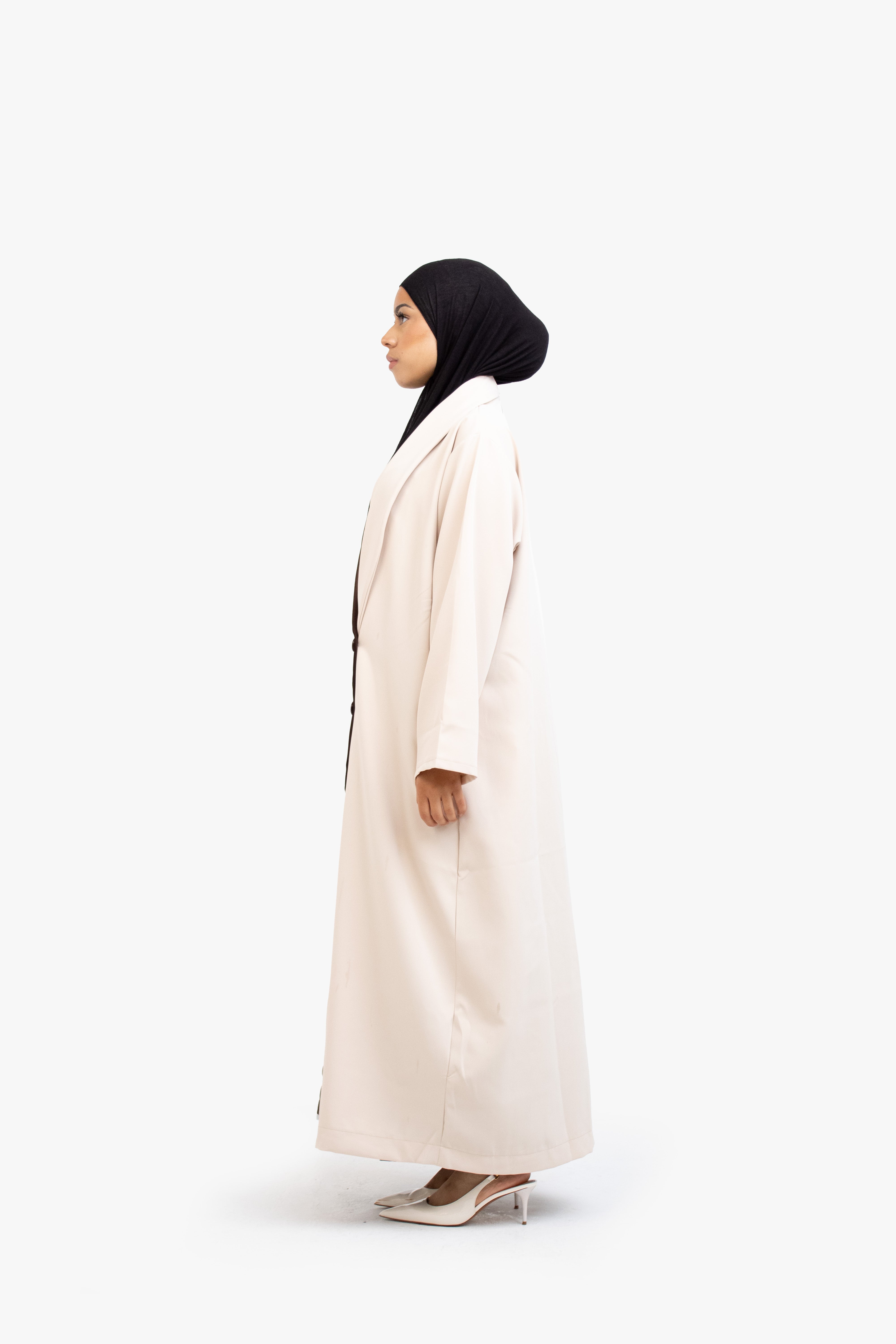 Coffee and Beige Two-Tone Open Abaya – Jawda