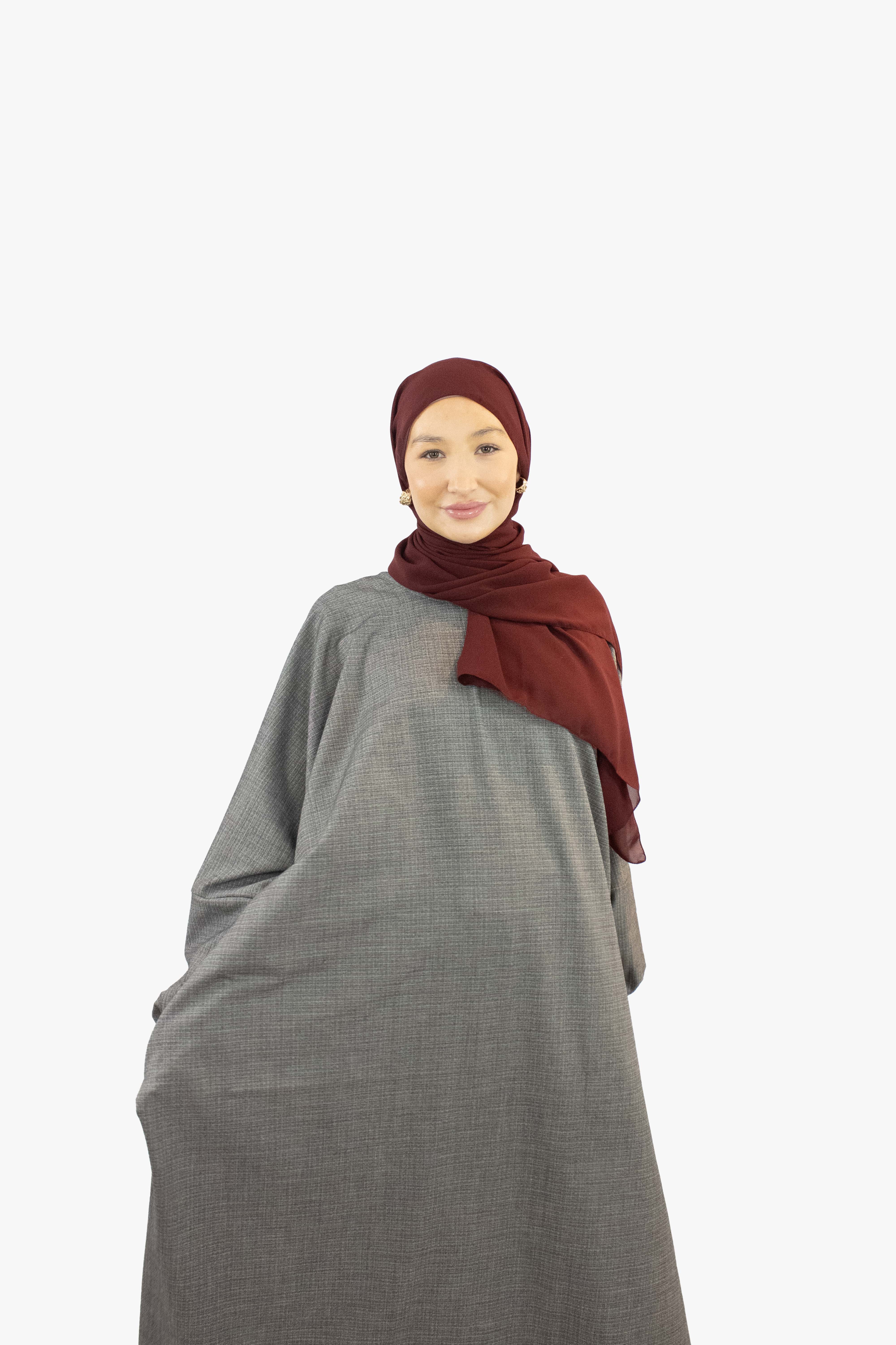 Grey Textured Batwing Abaya – Jawda
